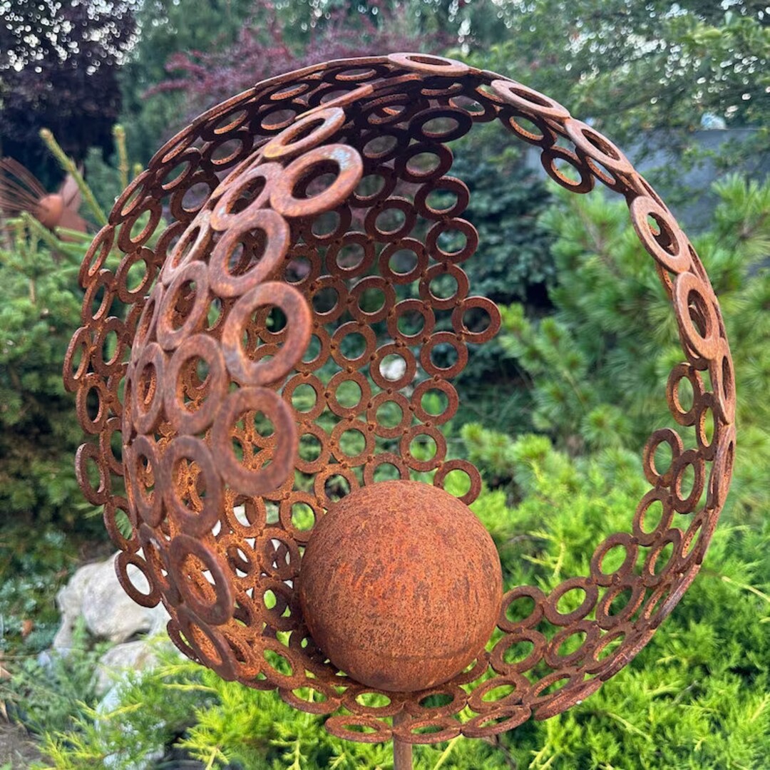 Pearl of Wisdom : Big 14 Hand Welded Rusty Abstract Sphere Sculpture ...
