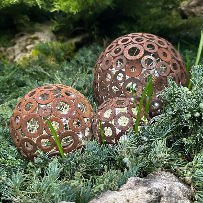 Cosmic Harmony Spheres a Trio of Meticulously Handcrafted Rusty Metal ...