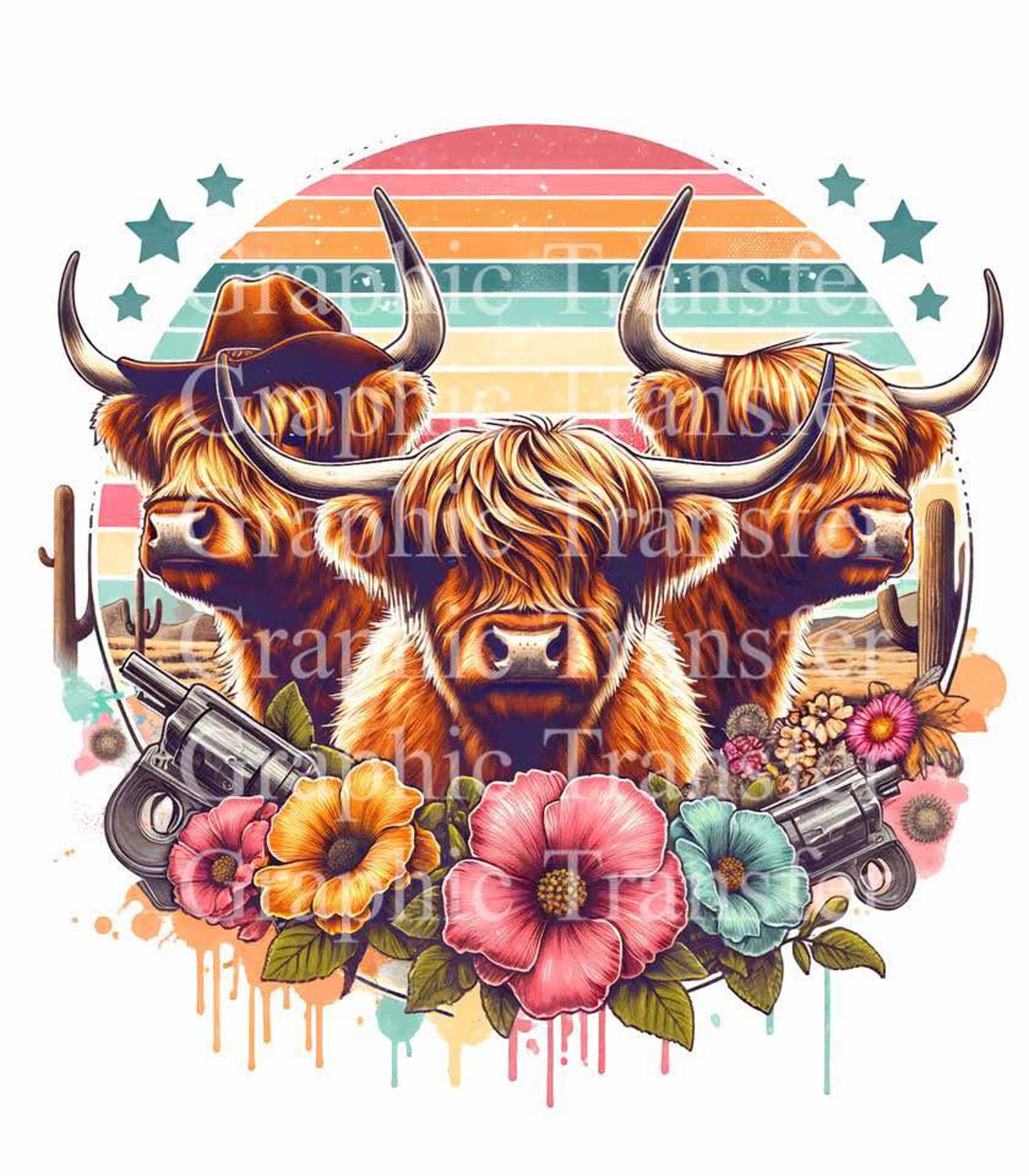 DTF Transfer Ready to Press Highland Cow - Etsy