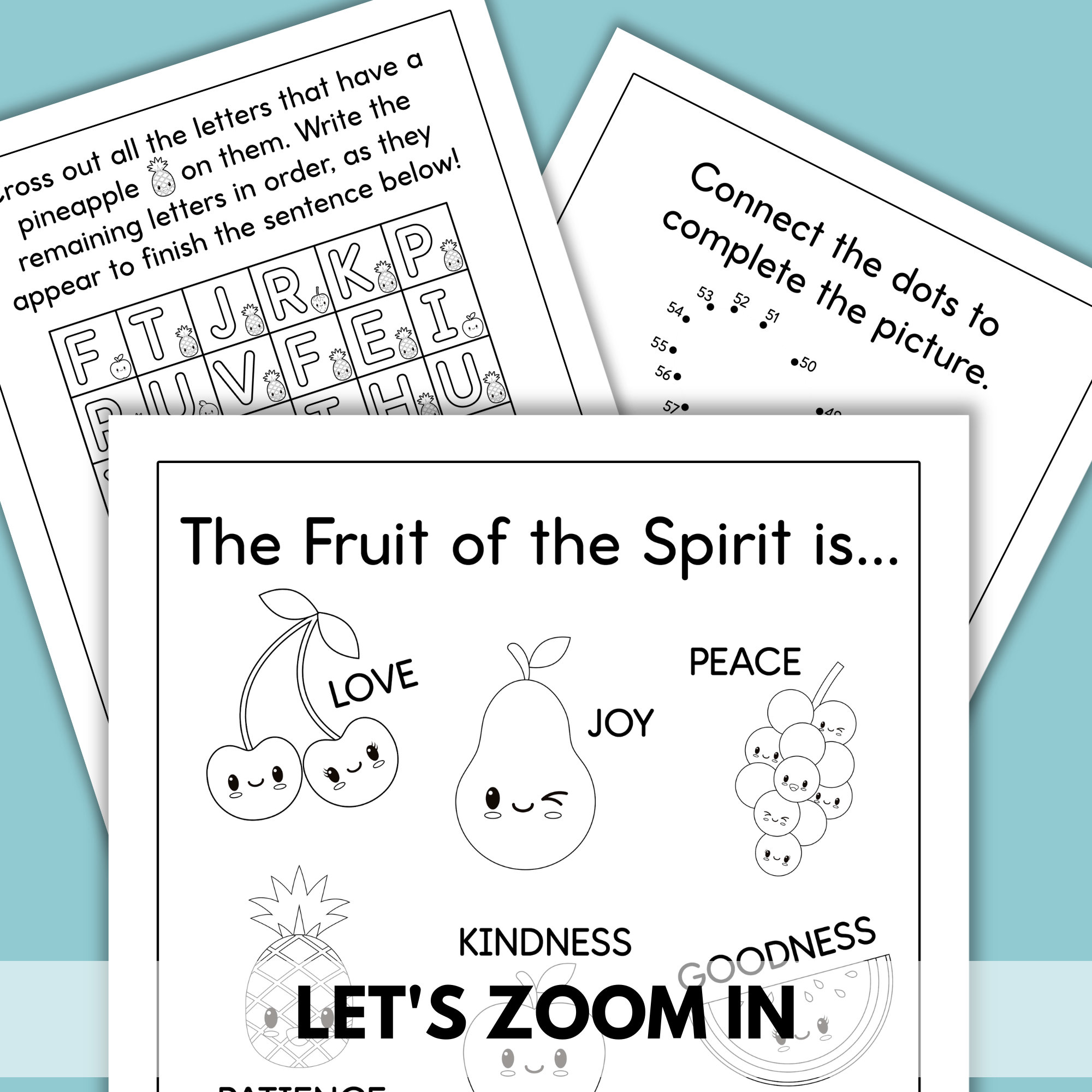 Fruit of the Spirit Printable Activity Book With Coloring Pages, Word ...