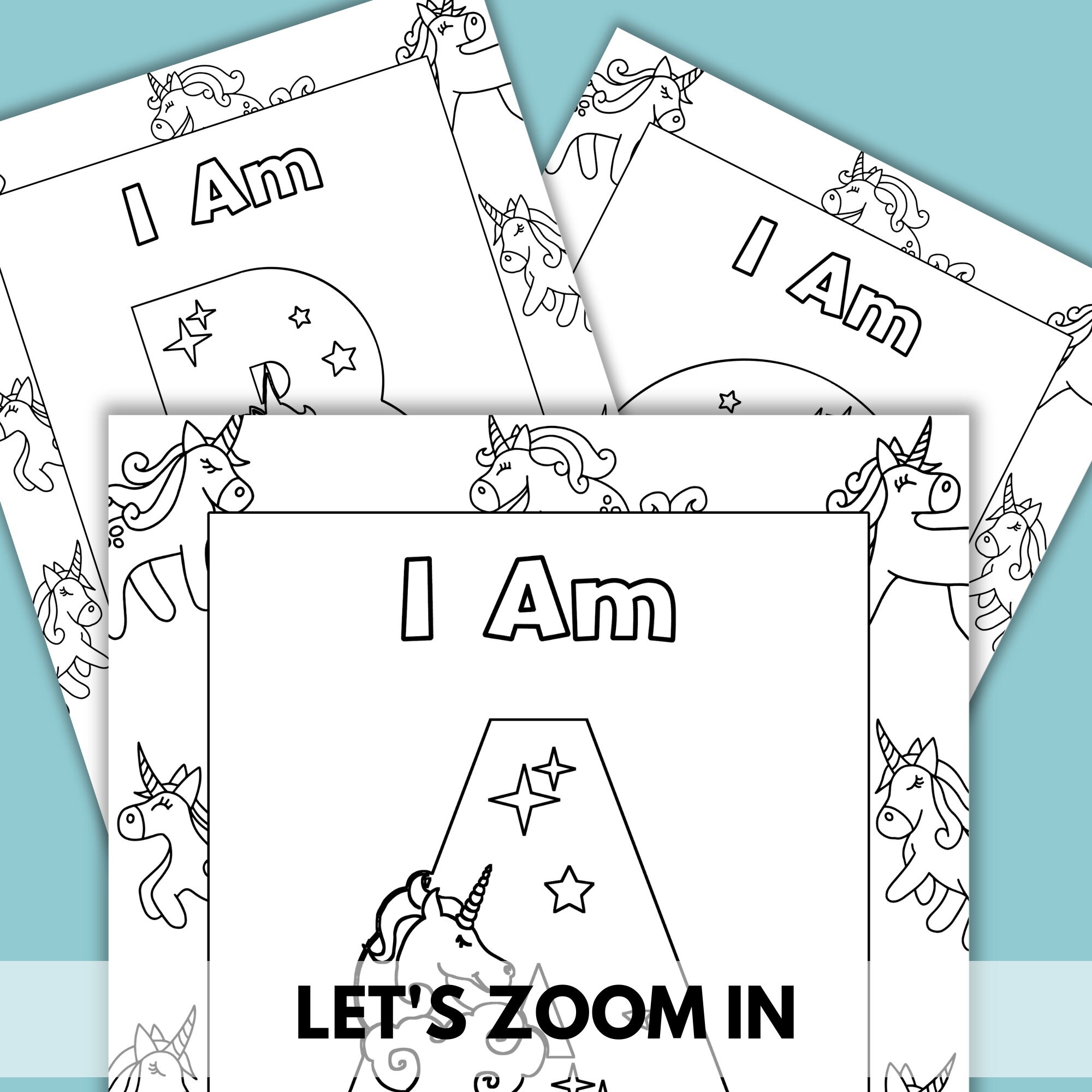 Affirmation Alphabet Coloring Pages for Kids Unicorn Edition Children's ...