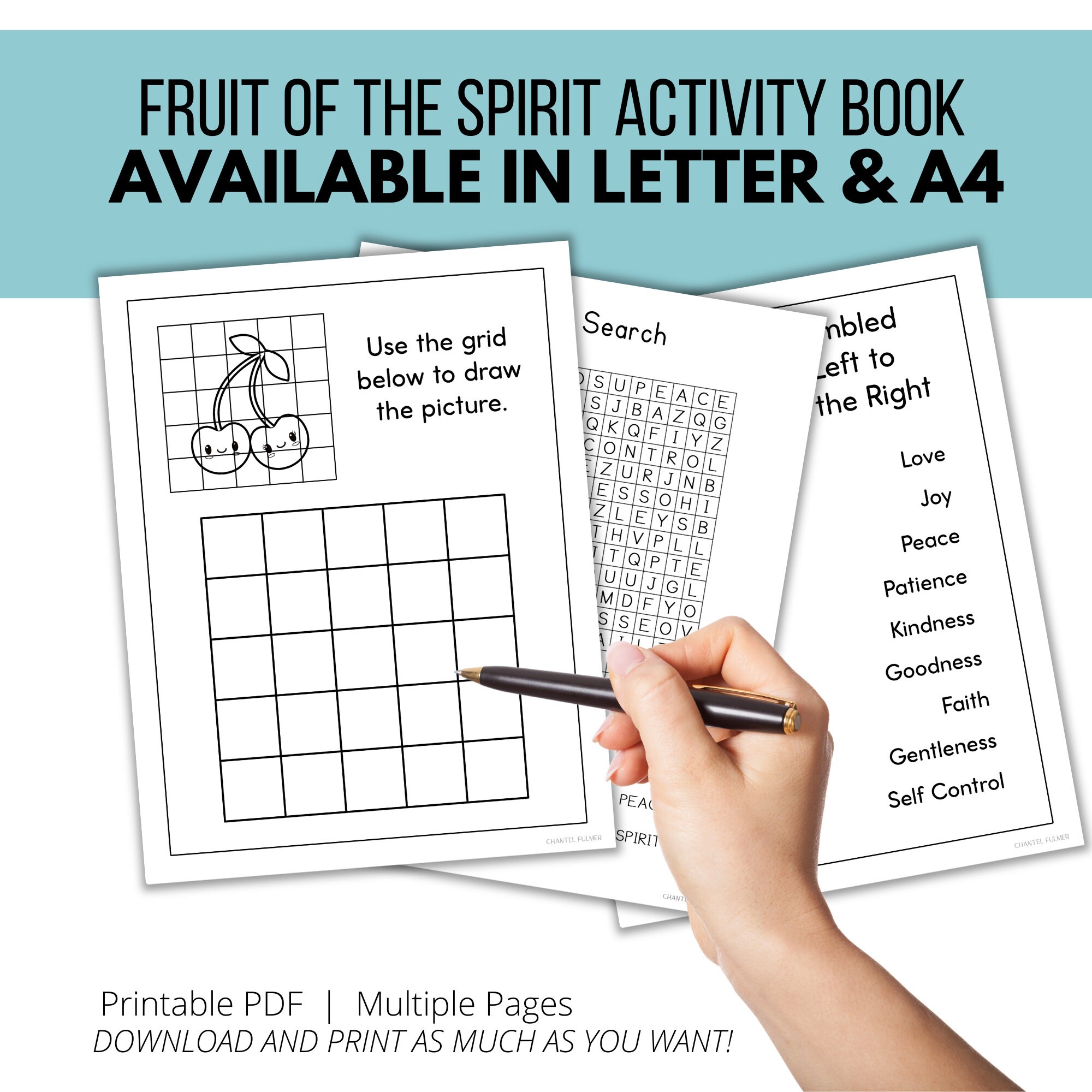 Fruit of the Spirit Printable Activity Book With Coloring Pages, Word ...