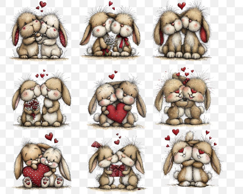 Watercolor Valentine Bunny Clipart Set: Commercial Use Graphics for ...