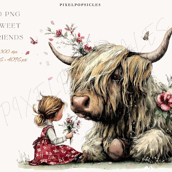 Highland Coo Cartoon - Etsy UK