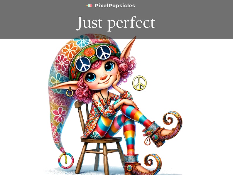 15 Hippie Elves Watercolor PNG, Elves Tie Dye Clipart PNG, Sublimation ...