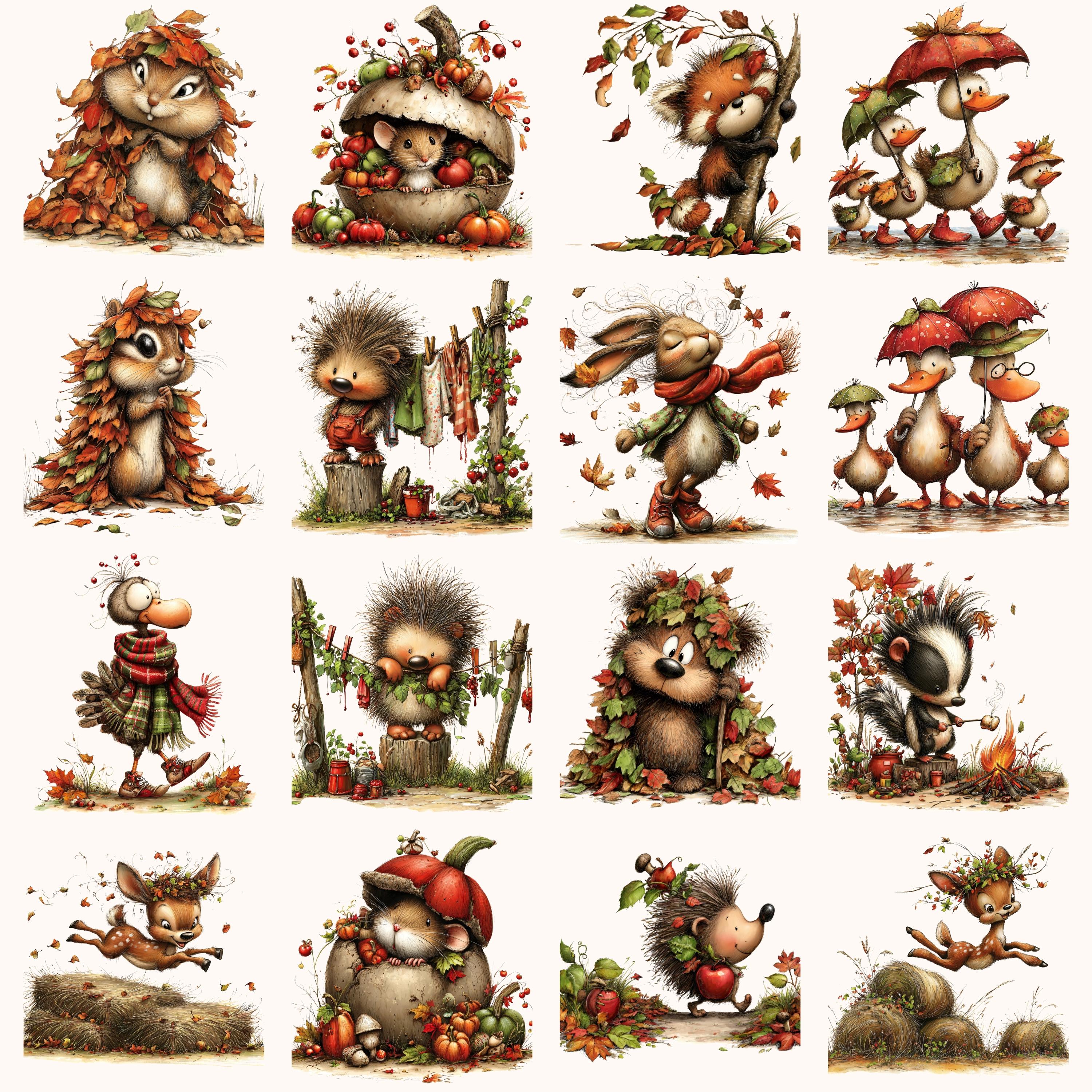 Autumn Woodland Animals Clipart Bundle: Fall Forest PNG Images (digital ...