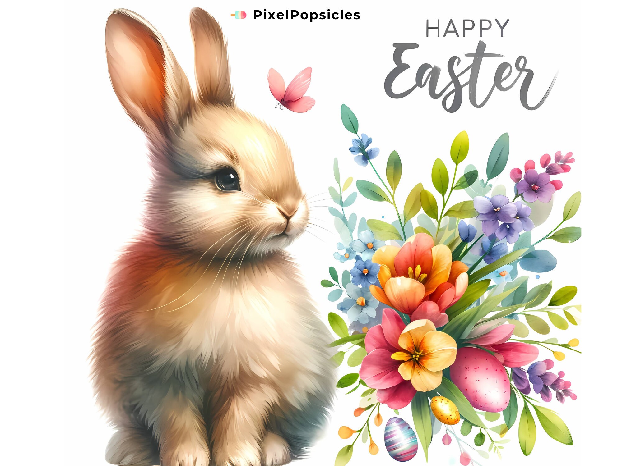 Happy Easter Clipart Bundle 15 JPG Images for Party Decor, Invitations ...