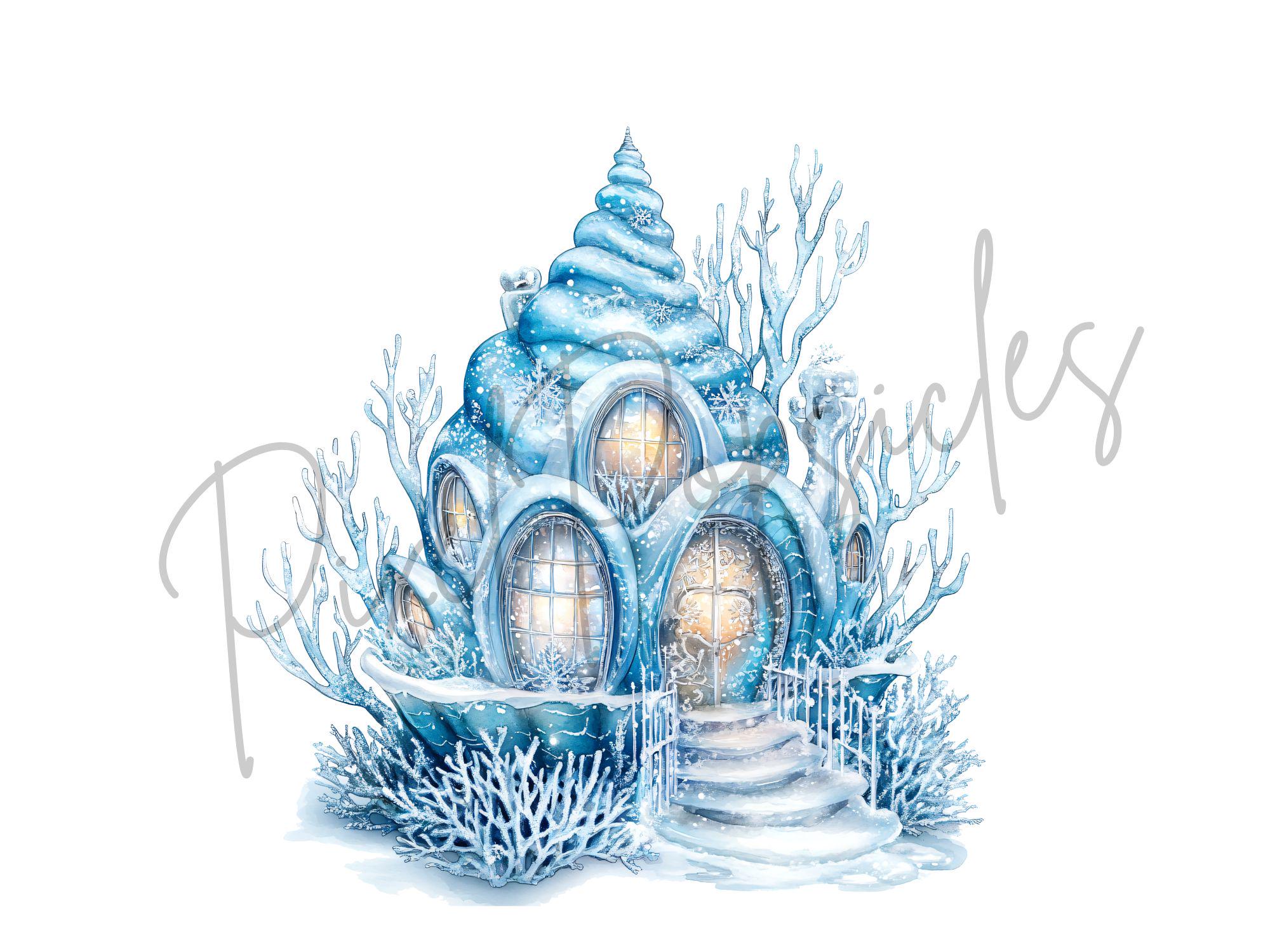 Whimsical Clam Shell House Clipart: Fantasy Ocean Cottage PNG (digital ...