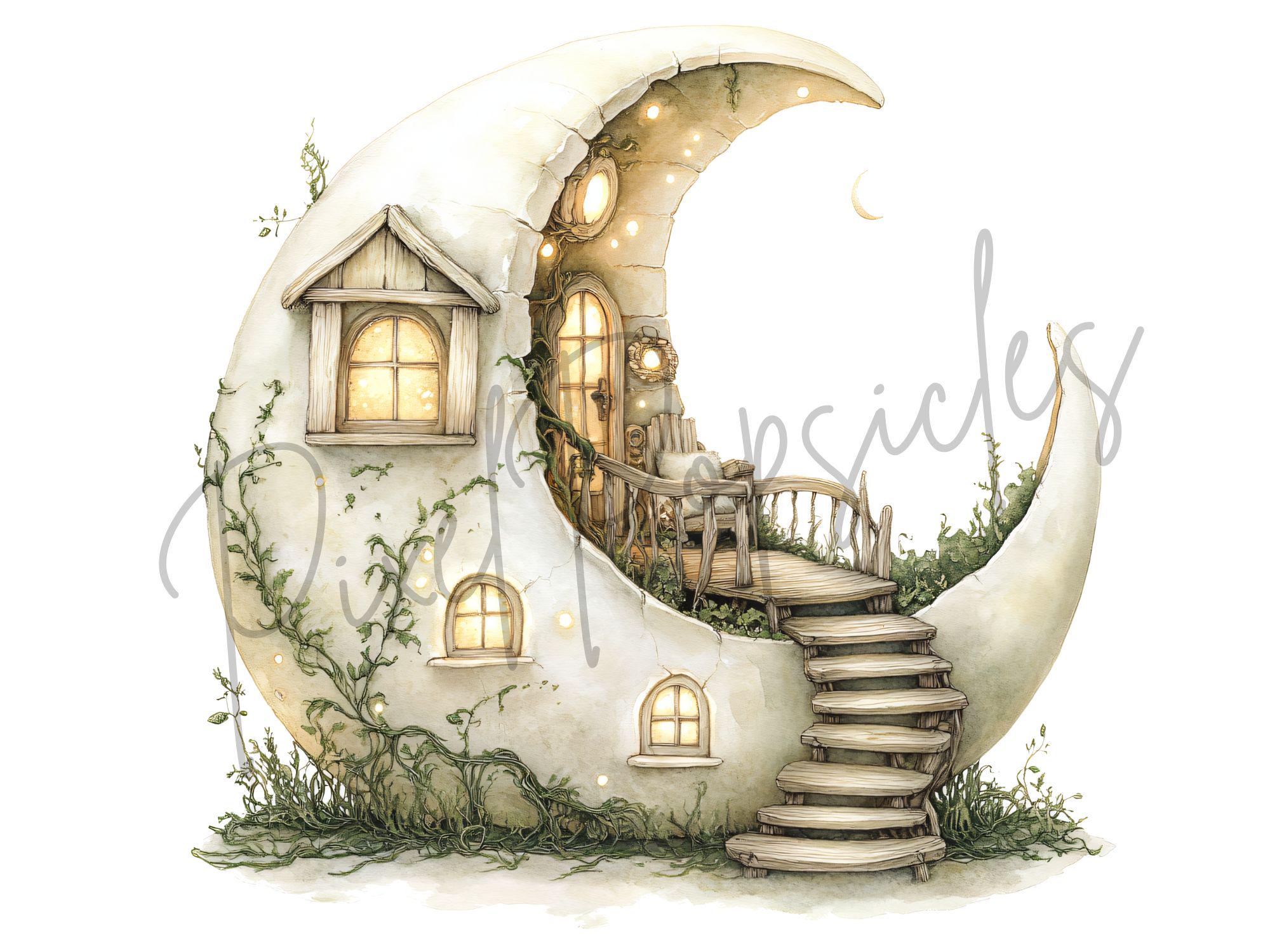 Whimsical Clam Shell House Clipart: Fantasy Ocean Cottage PNG (digital ...