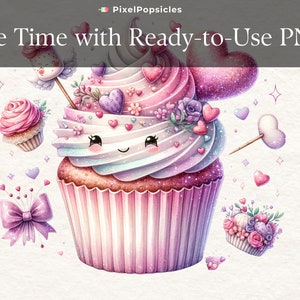 Valentines Love Cupcake Clipart - 10 High Quality Pngs, Memory Book ...