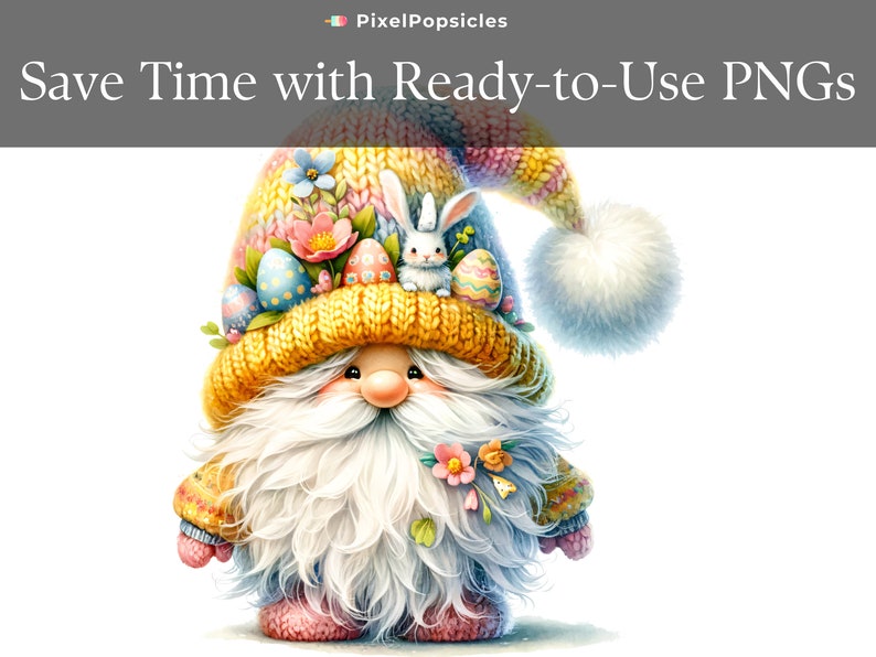 10 Easter Gnomes Watercolor Clipart PNG, Spring Flowers Easter Eggs ...