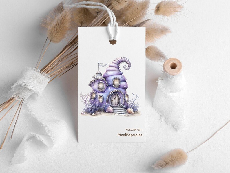 Whimsical Clam Shell House Clipart: Fantasy Ocean Cottage PNG (digital ...