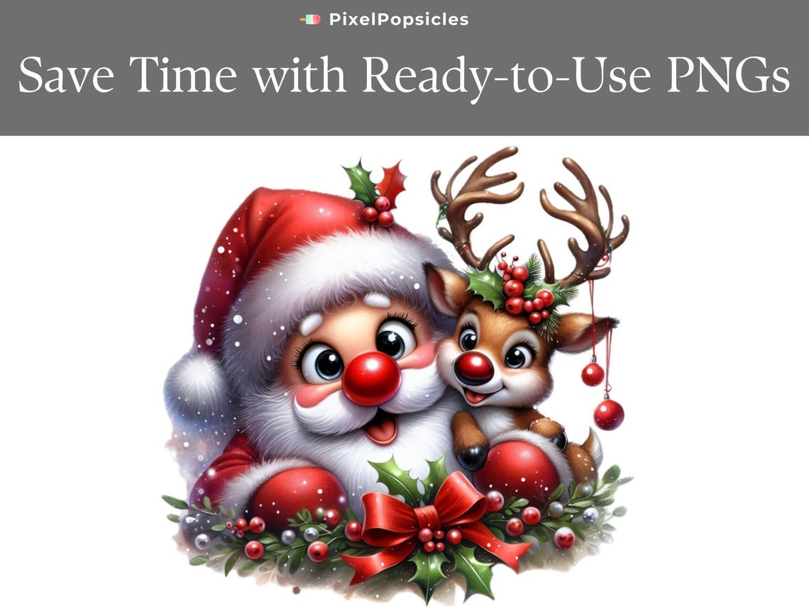 Santa and Rudolph Clipart: Festive Christmas Gnomes (12 PNG Files) - Etsy