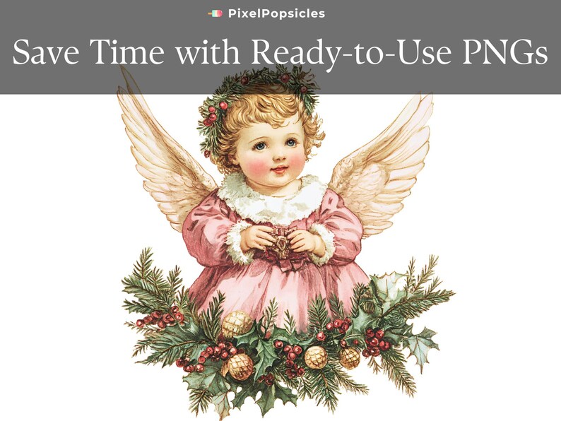 Watercolor Christmas Angels PNG Clipart, Scrapbook Graphics (digital ...