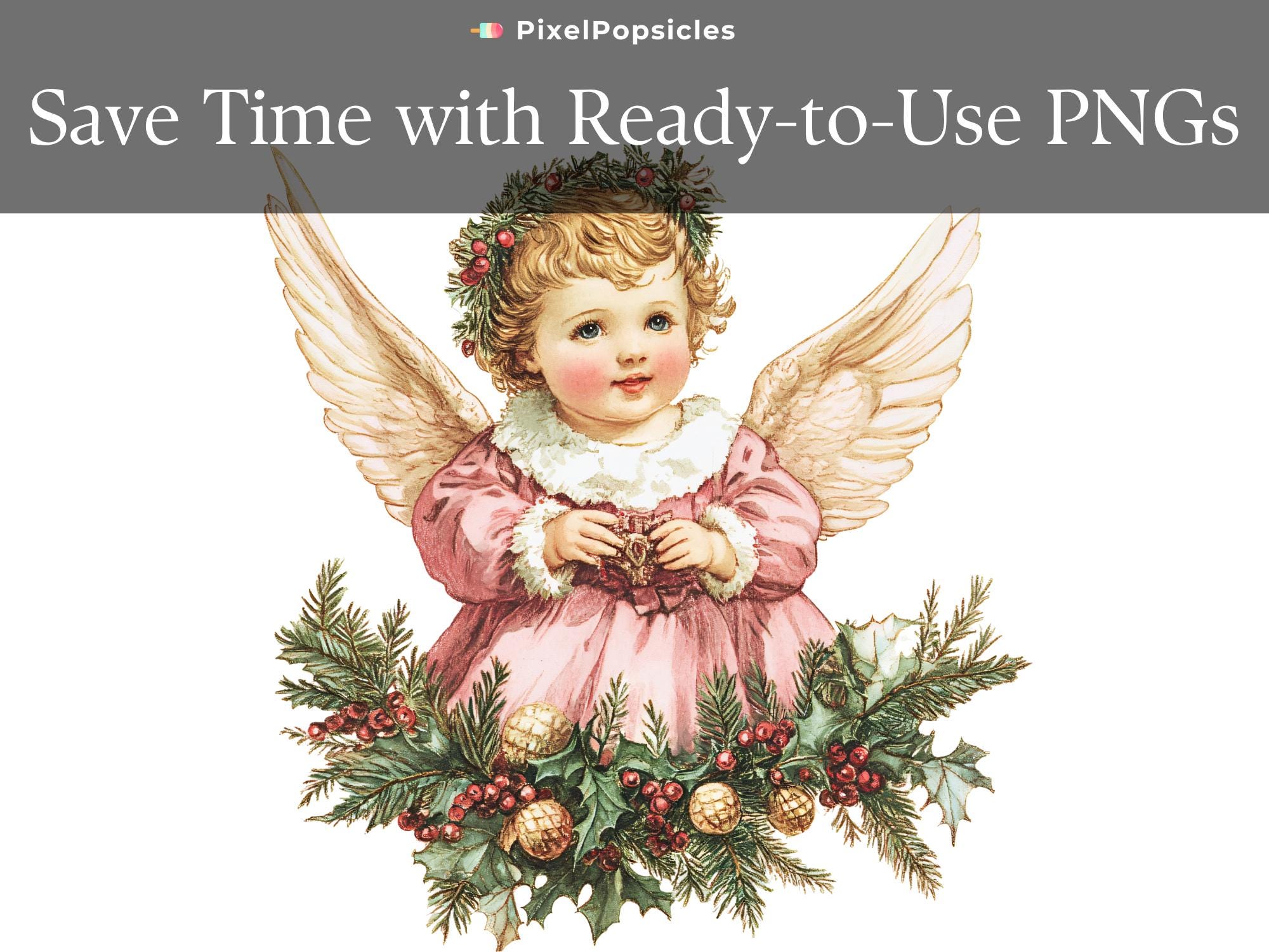 Watercolor Christmas Angels PNG Clipart, Scrapbook Graphics (digital ...