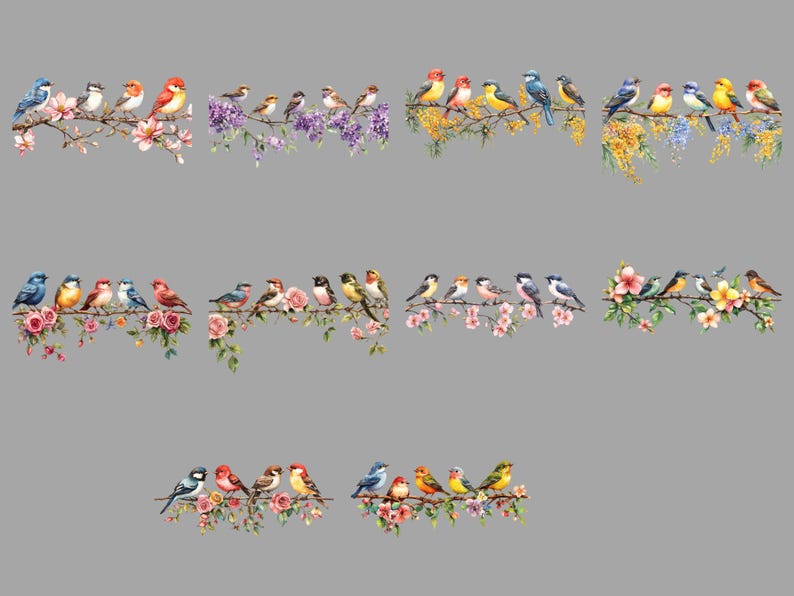 Watercolor Birds Clipart: Whimsical Illustrations Digital Download PNG ...