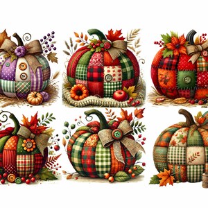 Plaid Pumpkin Clipart | Set of 10 | Cottagecore Fall, Rustic Autumn ...