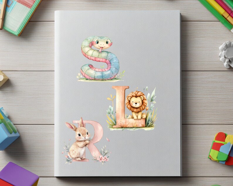 Watercolor Animal Alphabet Clipart – Nursery ABC Illustrations (digital ...