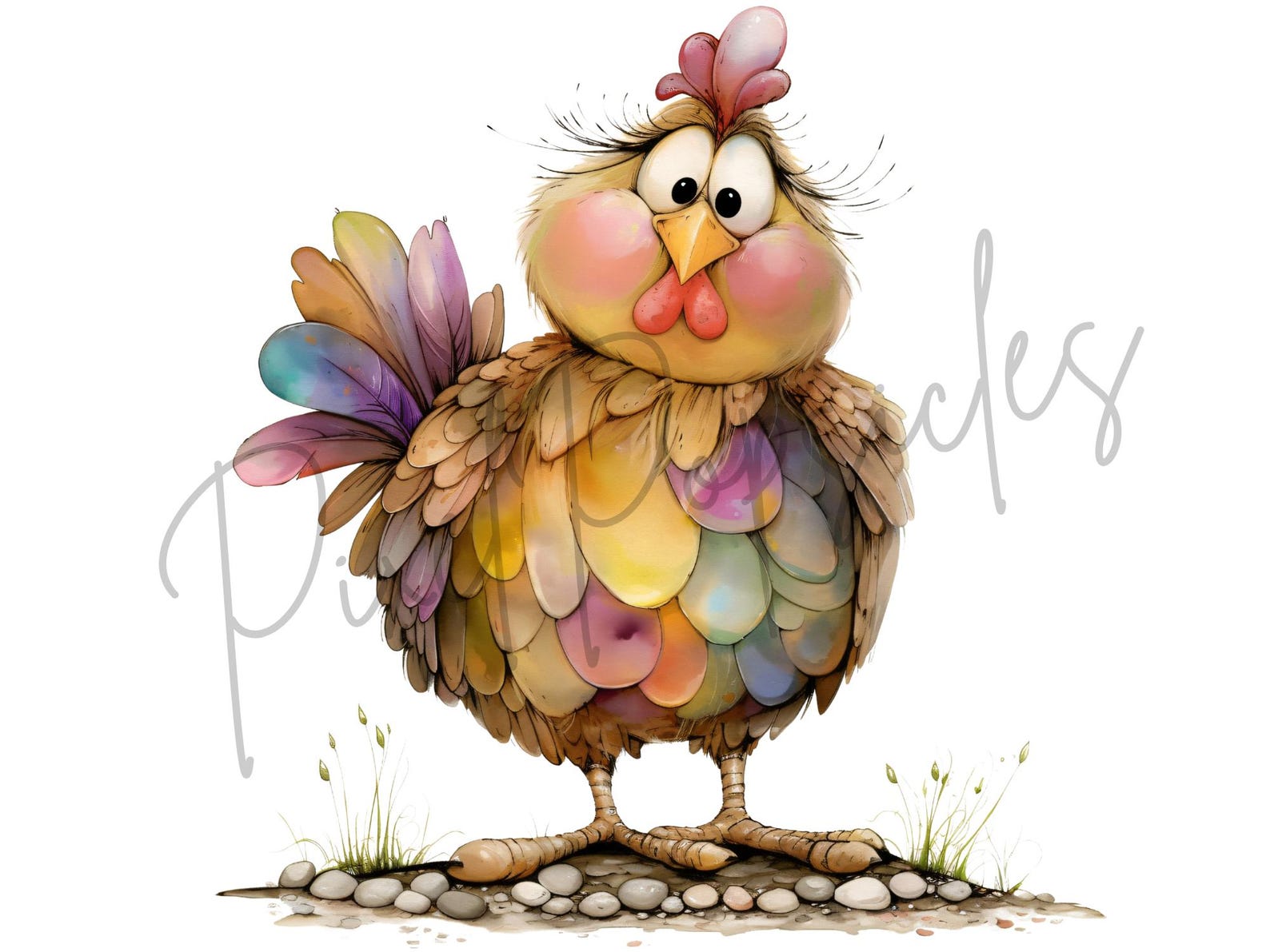 Quirky Chicken Clipart: Whimsical Hen PNG Illustrations (digital ...