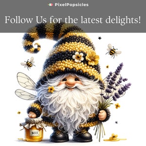 10 Honey Bee Gnomes Clipart Bundle, Bee Clipart, Flowers Png Graphics ...