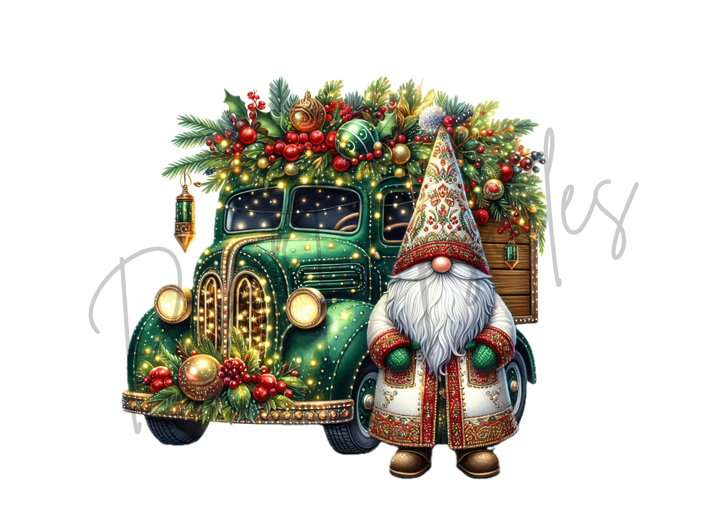 Christmas Gnome Truck Clipart: Watercolor PNG Bundle (digital Download ...