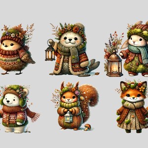 12 Cute Watercolor Winter Animals Clipart Bundle, Baby Animal Images ...