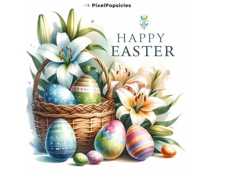 Happy Easter Clipart Bundle 15 JPG Images for Party Decor, Invitations ...