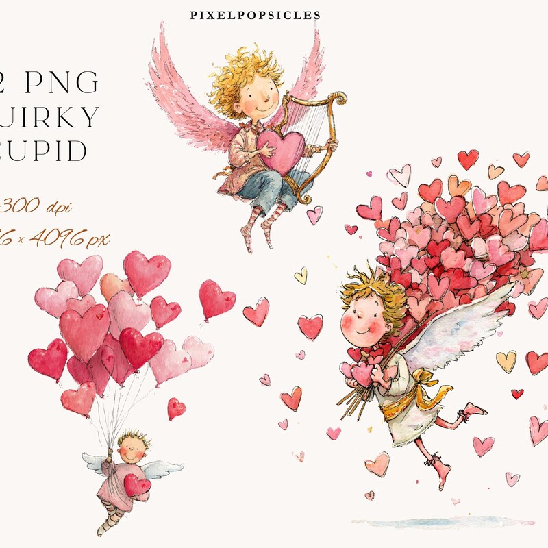Valentine Cartoon Cupid Clip Art - Etsy