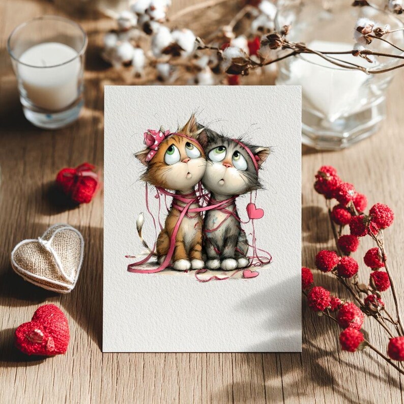 Valentine Cats Watercolor Clipart Bundle (digital Download) 1# - Etsy