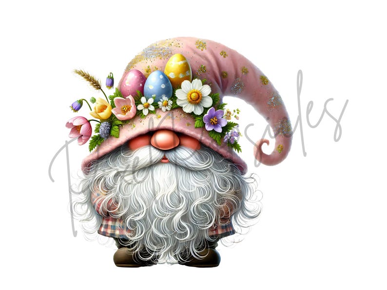Easter Gnomes Watercolor Clipart: Spring Flowers & Eggs (PNG Digital ...
