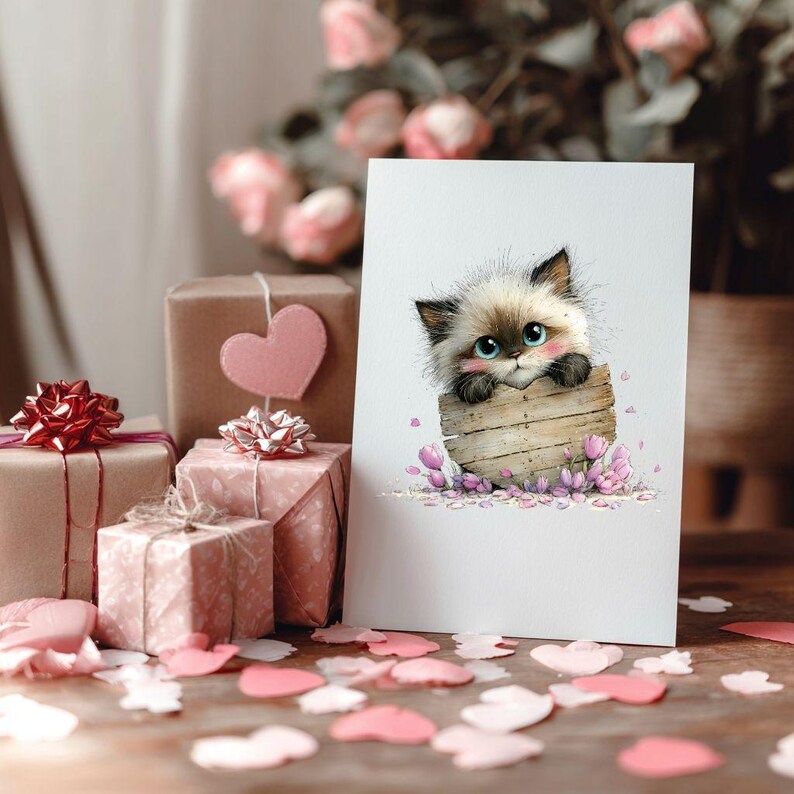 Valentine Cats Watercolor Clipart Bundle (digital Download) 1# - Etsy