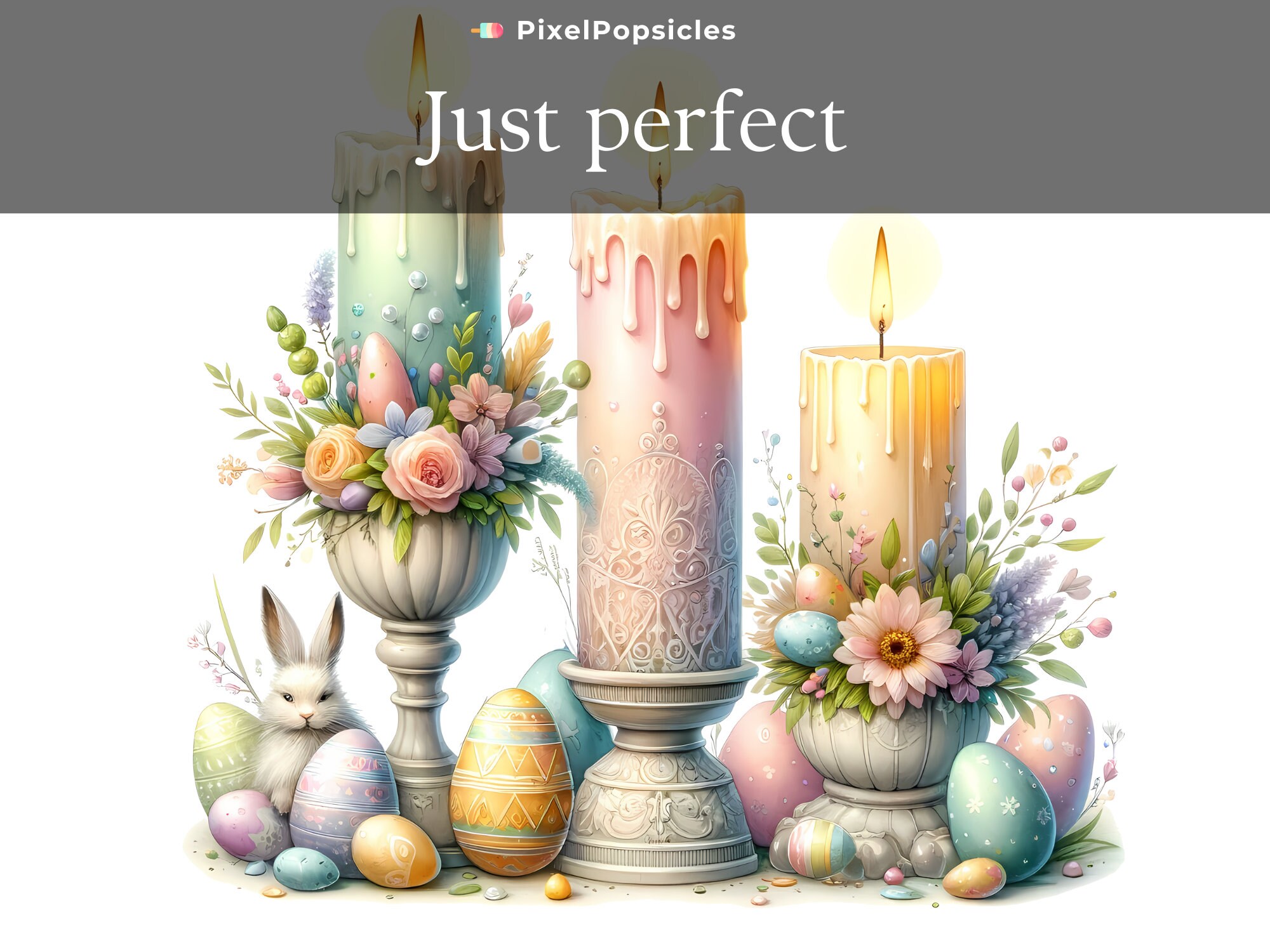 Easter Candle Clipart 12 High Quality Pngs, Memory Book, Junk Journals ...