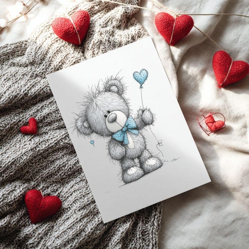 Valentine Teddy Bear Clipart Bundle: Love Letters, Hearts (PNG, JPG ...