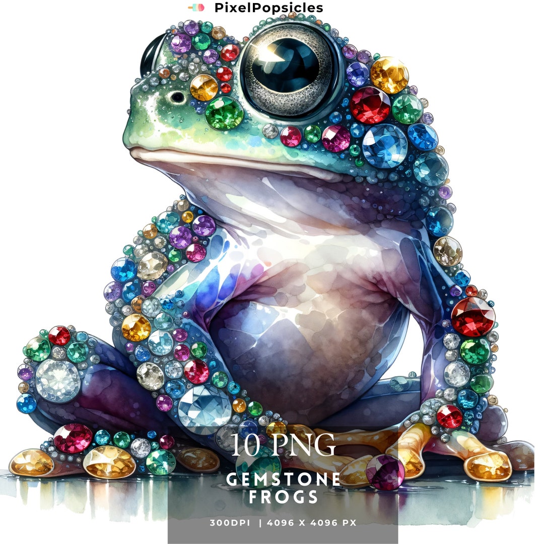 Set of 10 Png, Gemstone Frogs Clipart,10 High Quality Png, Digital ...