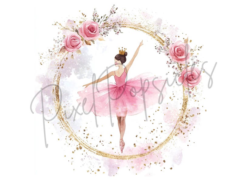 Pink Ballerina Clipart Bundle: Ballet Digital Art for Nursery (digital ...