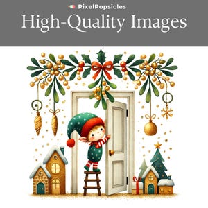 Christmas Elf Watercolor Clipart, 12 High Quality PNG, Festive Elves ...