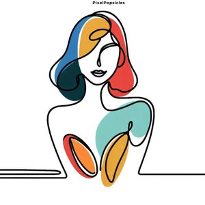 14 One Line Art Woman's Clipart JPG, Joyful Clipart, Femininity ...