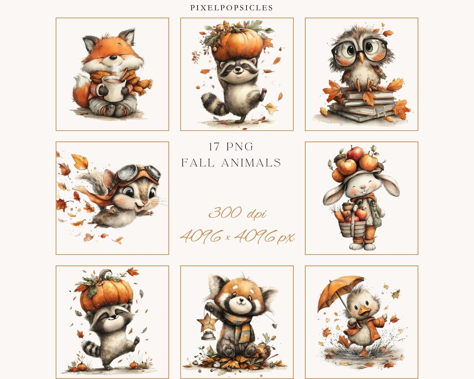 Autumn Woodland Animals Clipart Bundle: Fall Forest PNG Images (digital ...