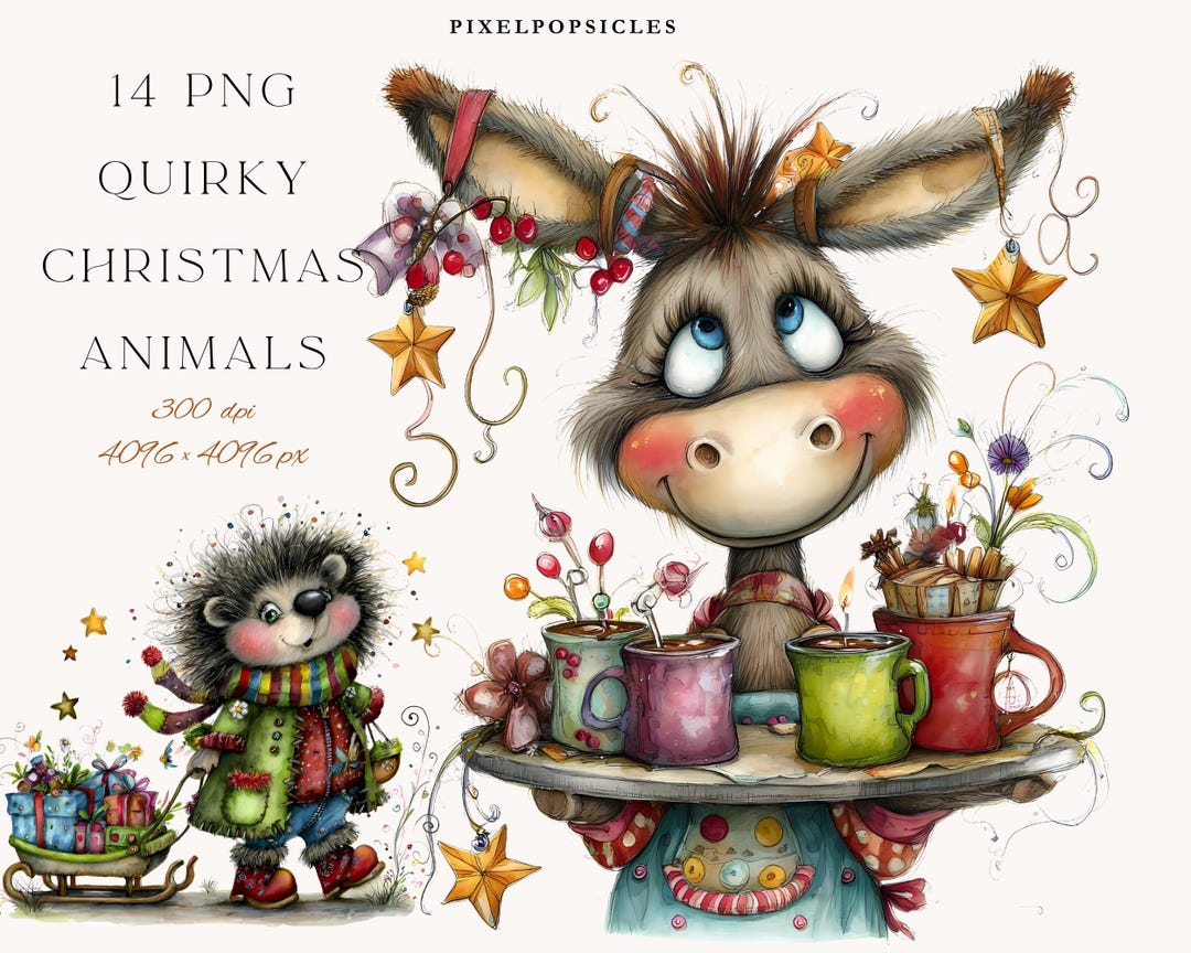 Christmas Animals PNG Bundle: Winter Woodland Clip Art (digital ...
