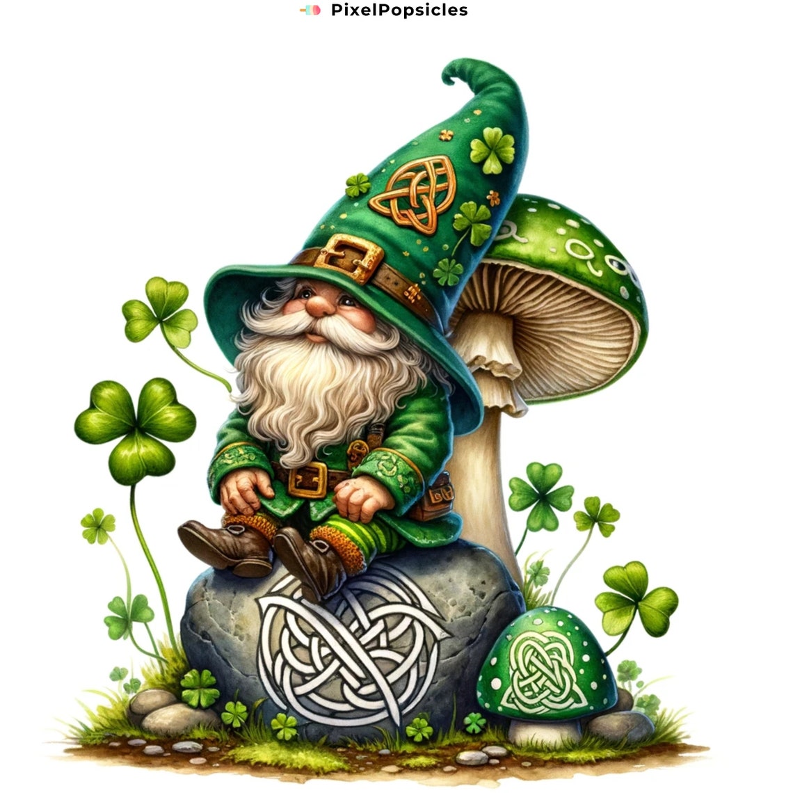 13 St Patrick Gnomes Clipart Illustration Watercolor PNG Set Saint ...