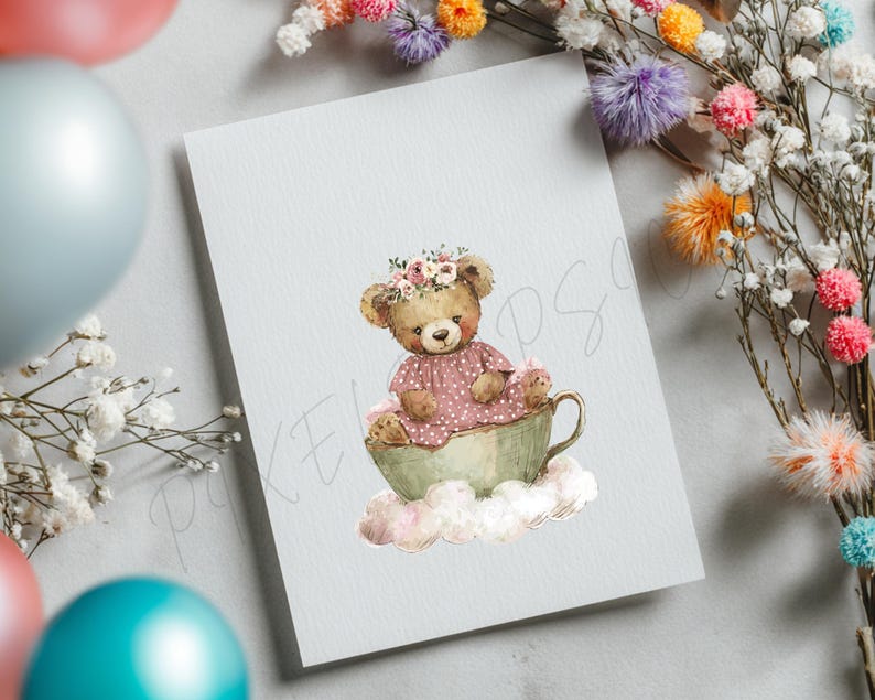 Watercolor Teddy Bear Clipart Set: Nursery Decor Pngs (digital Download ...