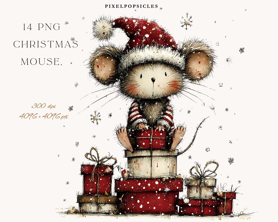 Christmas Mouse PNG Bundle: Winter Woodland Clip Art (digital Download ...