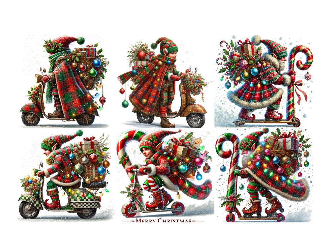 Christmas Elf Watercolor Clipart: Festive PNG Bundle (digital Download ...