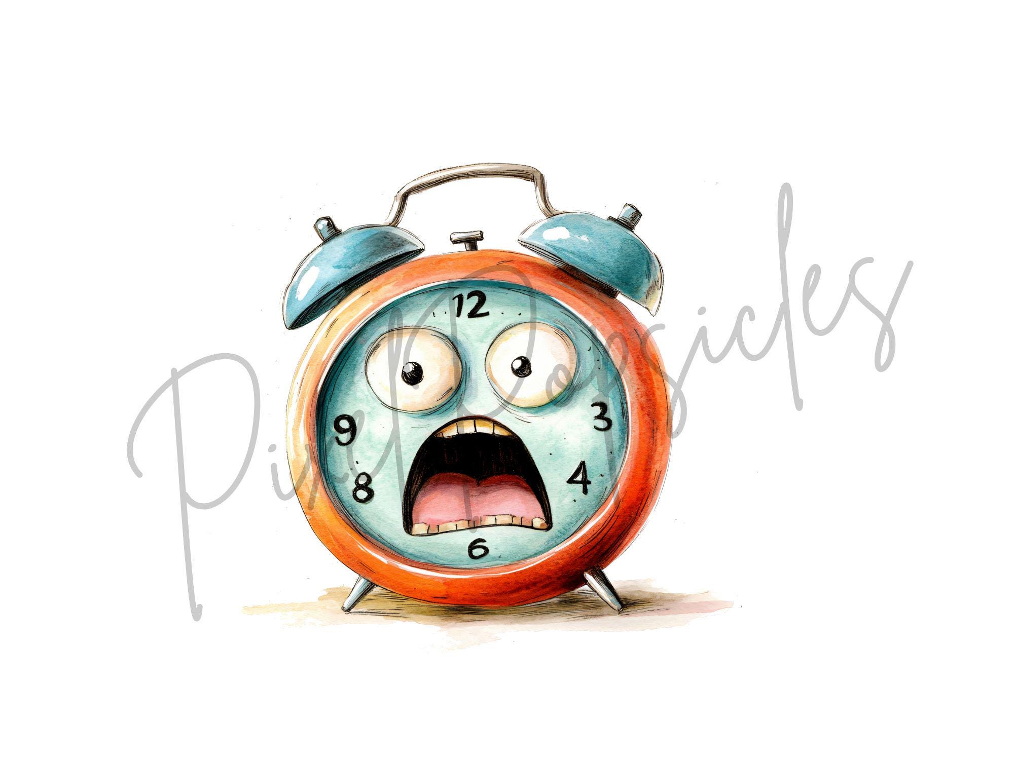 Funny Clock Clipart | Digital Printable Vector Clock Face for Creative ...