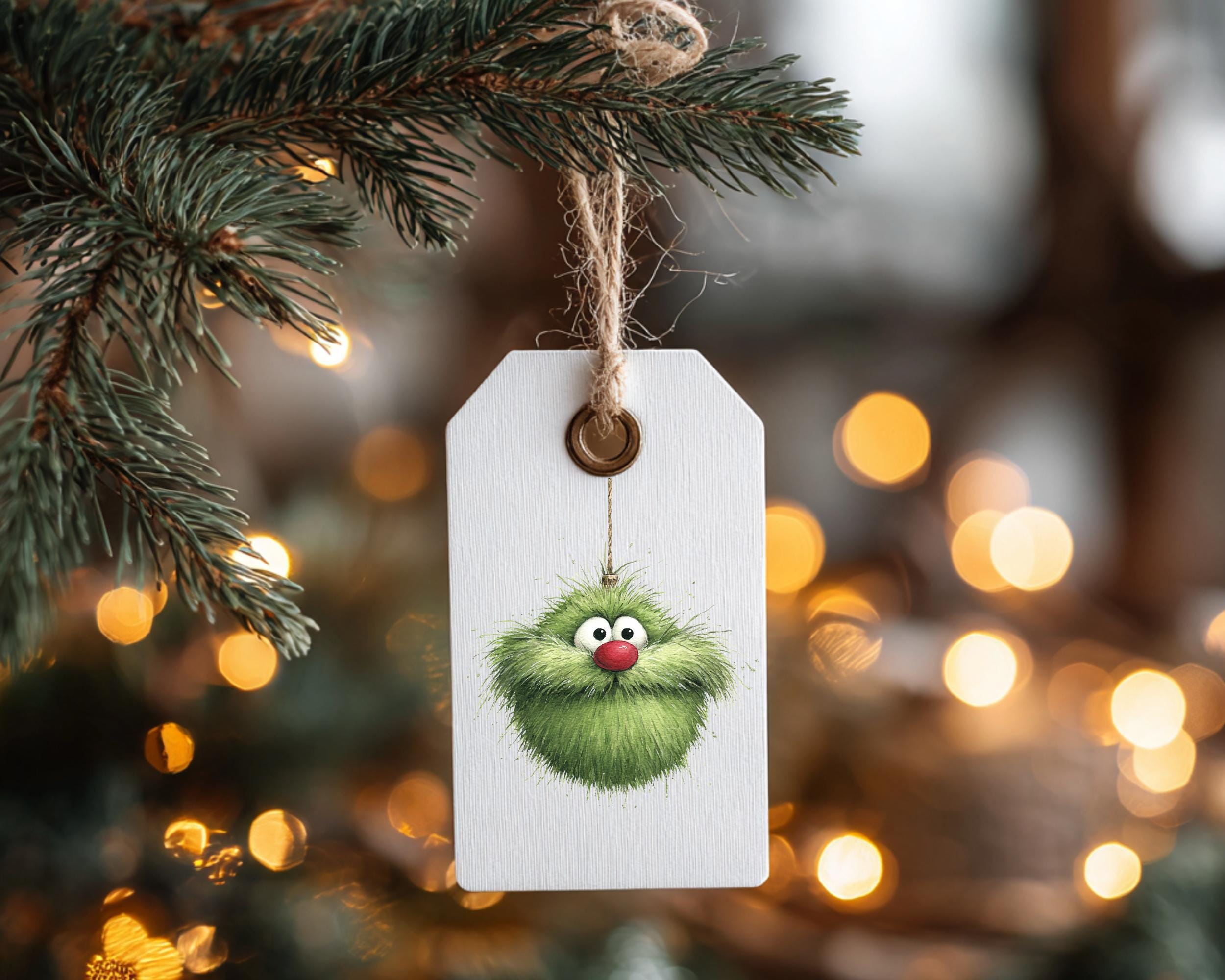 Grumpy Green Christmas Monster Ball Clipart: 15 PNG Ornaments (digital ...