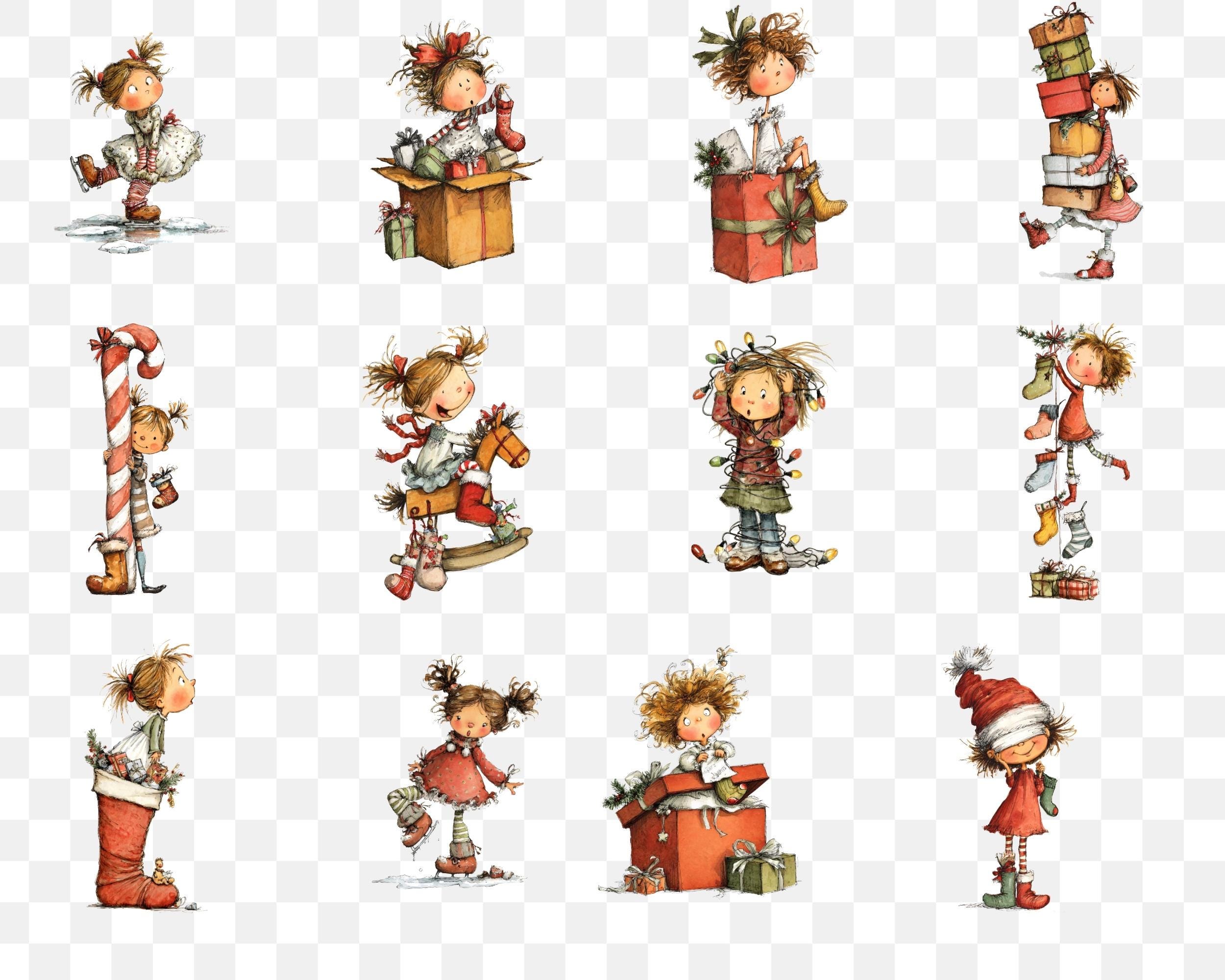 Christmas Elf Clipart: Festive Girl PNG Images (digital Download 1# - Etsy