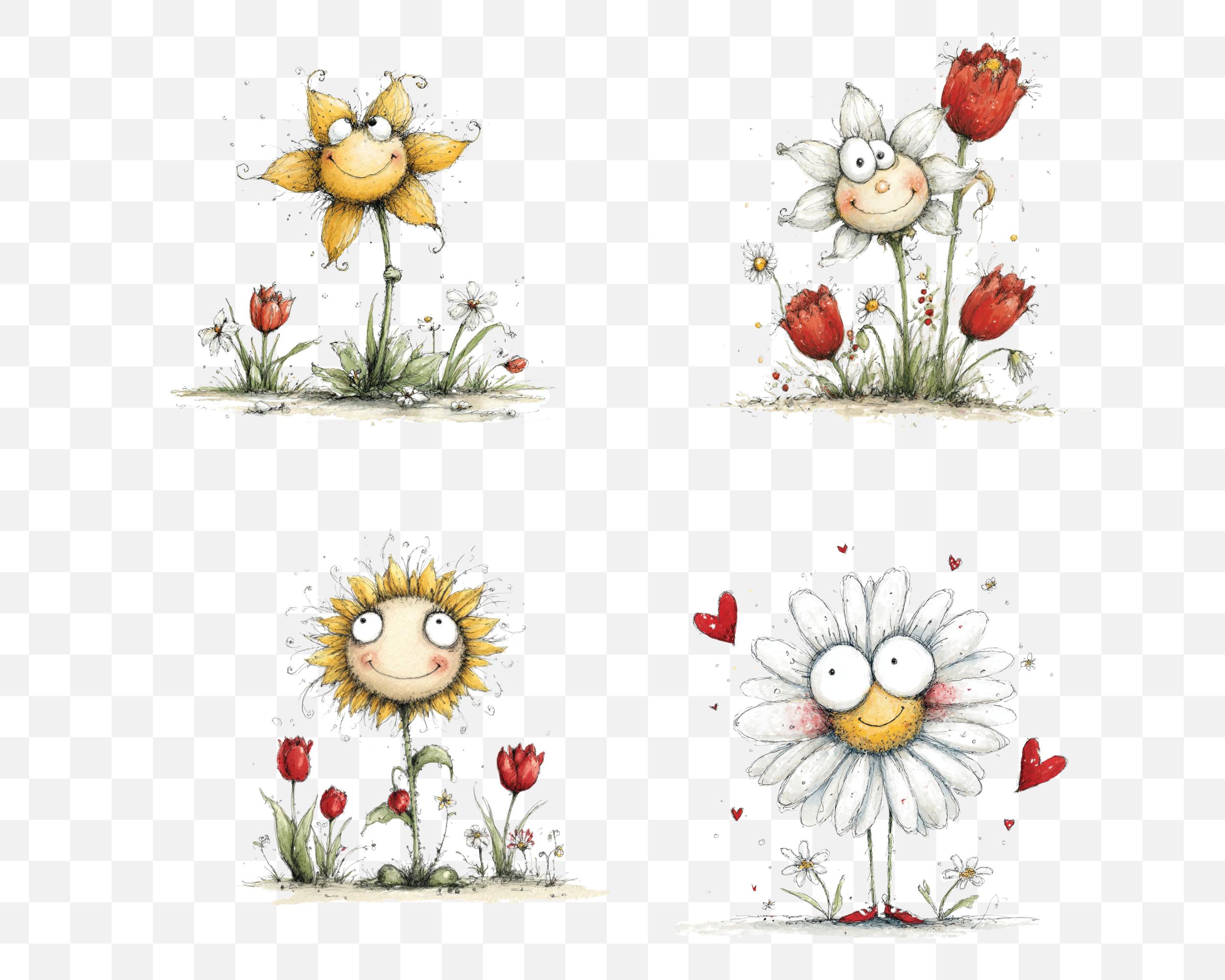 40 Whimsical Flower Clipart – Fantasy Floral Digital Art (PNG) - Etsy