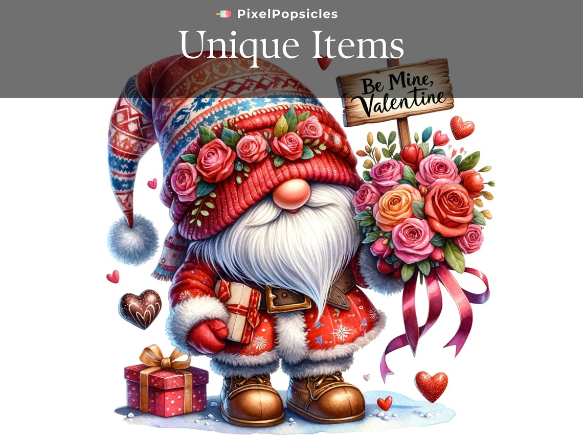Valentines Gnome Clipart Bundle, Valentines Clipart, Valentines Png ...