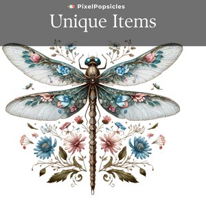 10 Beautiful Dragonfly PNG, Floral Dragonfly Clipart PNG, Scrapbooking ...