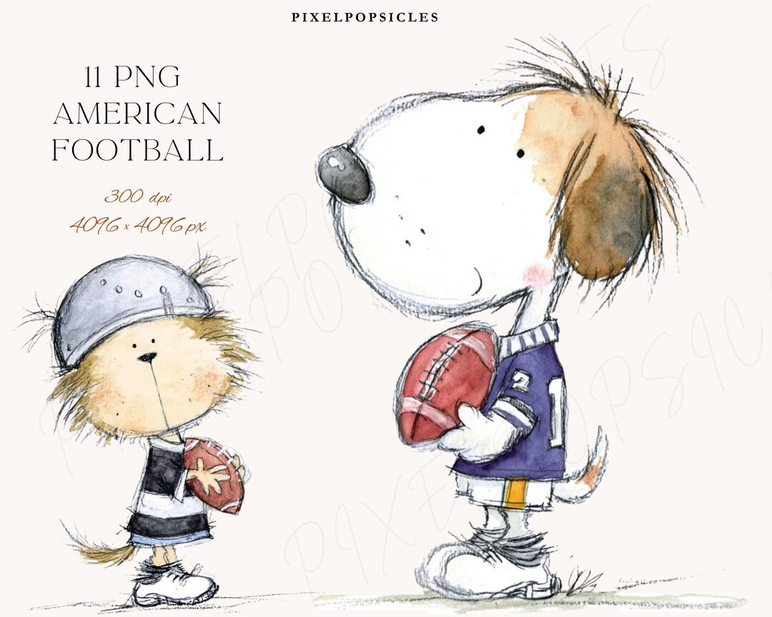 American Football Dog Clipart Bundle | PNG Transparent | Football ...